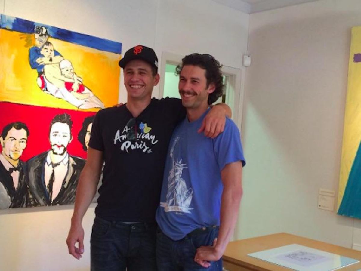 Tom & James Franco Open New Art Exhibit of Carvings on Giant Sewer Pipes
